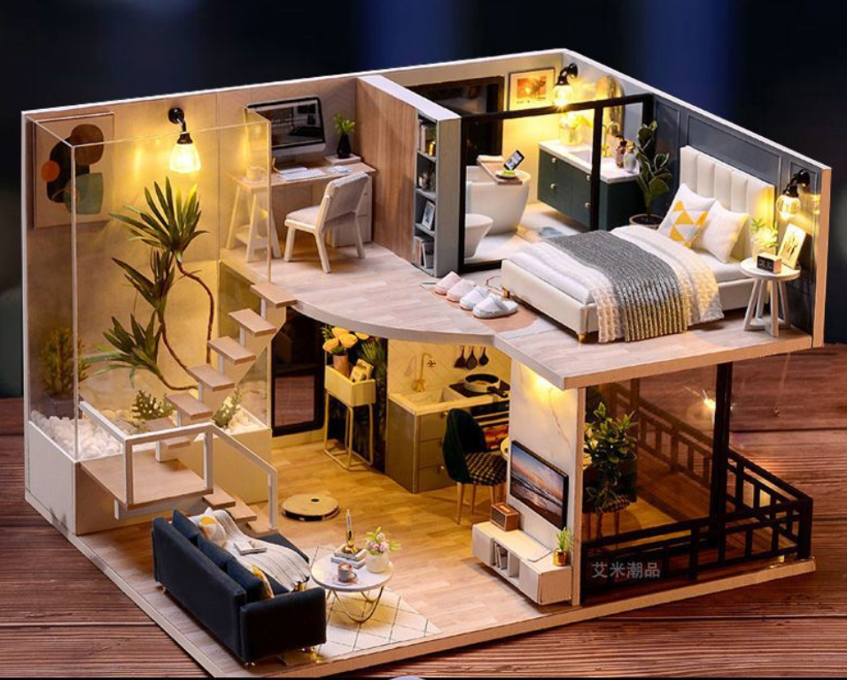 3D Puzzle DIY Miniature House Model Toy - Simple Nordic Style Home ...